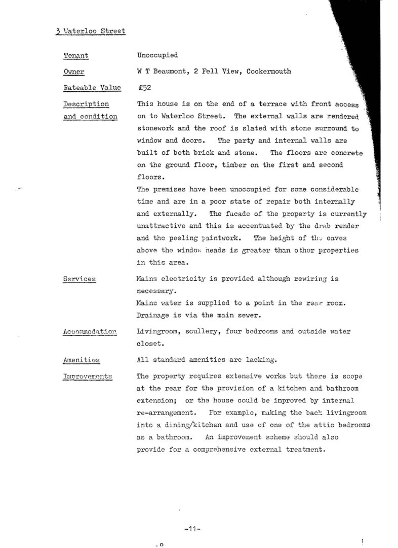 Waterloo Street Description and Condition of Properties – Cockermouth Info