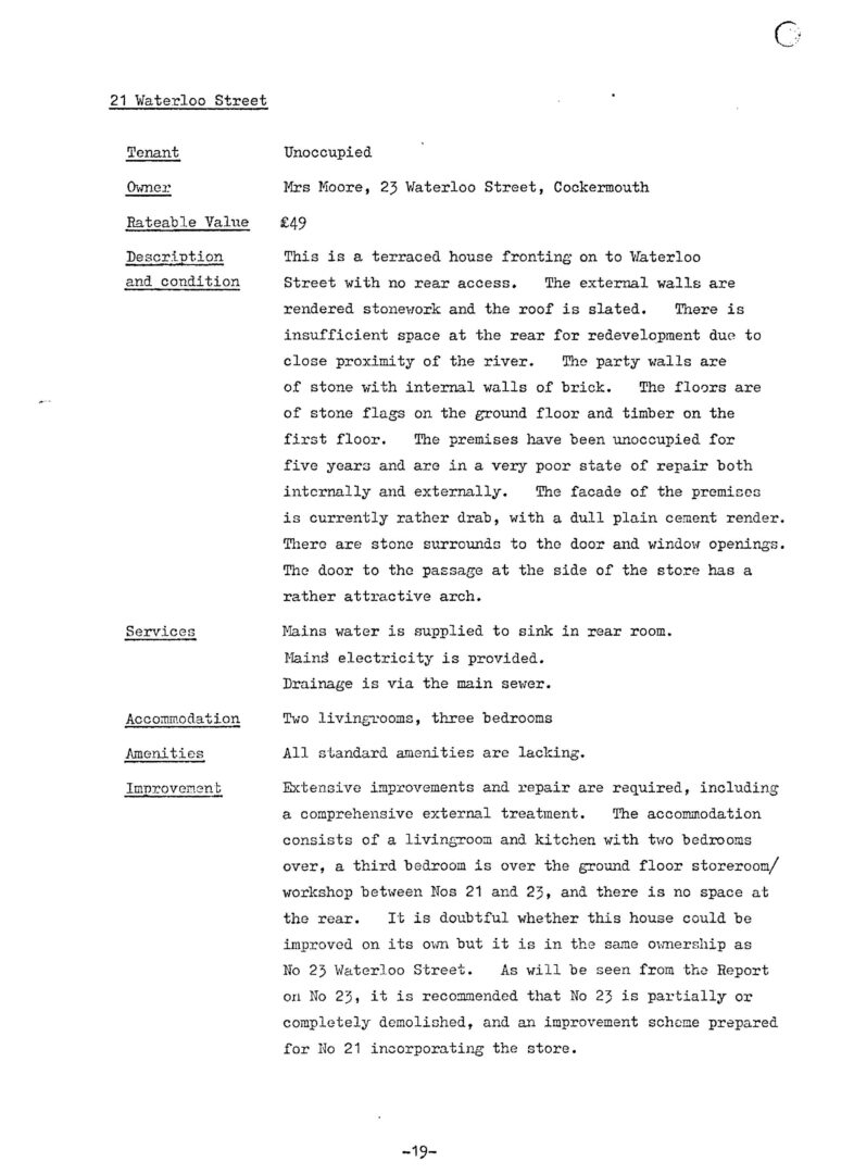 Waterloo Street Description and Condition of Properties – Cockermouth Info